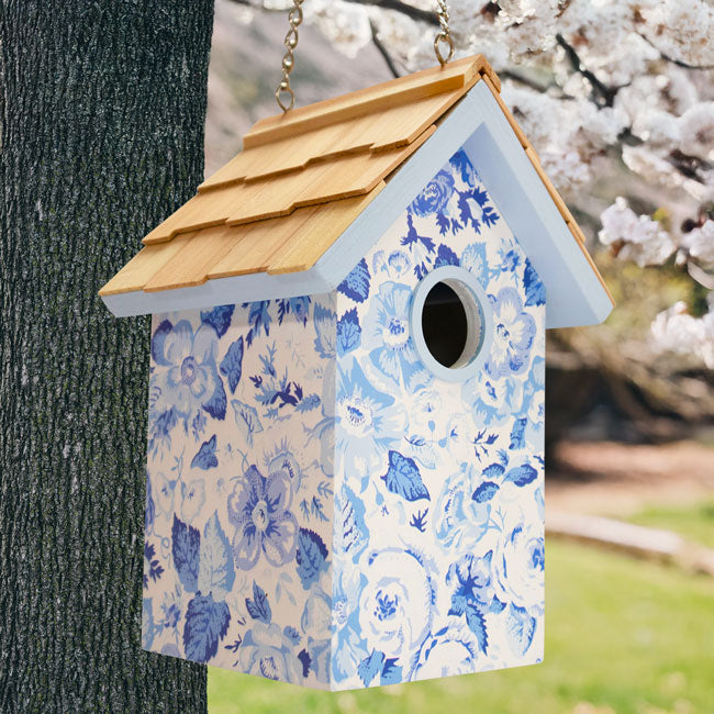 Home Bazaar Laura Ashley Quartet Garden Bird House, Blue – BirdYard Direct