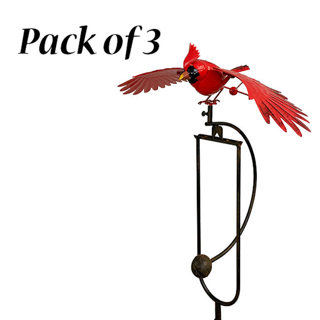 Esschert Staked Steel Flying Cardinal Rockers, 53"H, 3 Pack – BirdYard ...