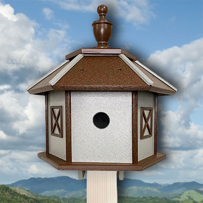 Amish Made Recycled Plastic Gazebo Bird House, Brown & Gray – BirdYard ...