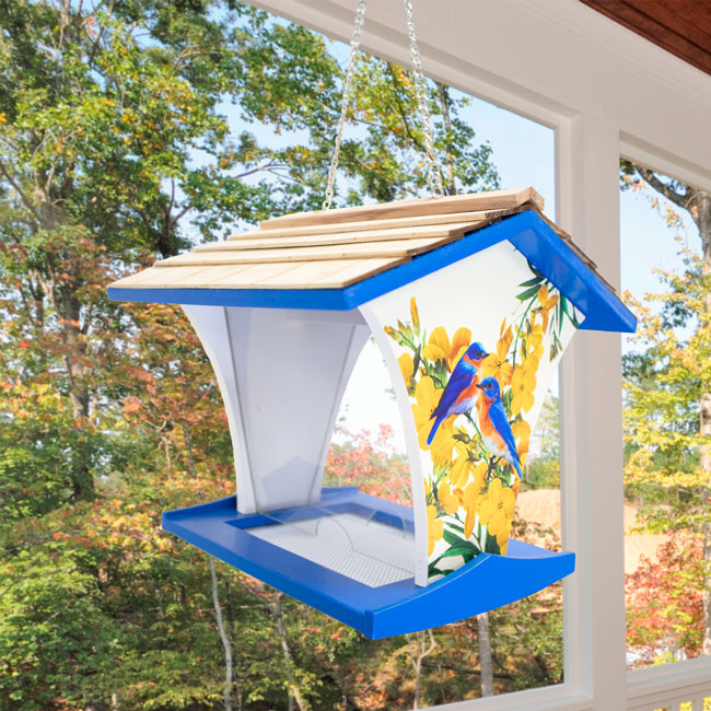 Home Bazaar Happy Hopper Bird Feeder, Bluebird w/Camellia – BirdYard Direct