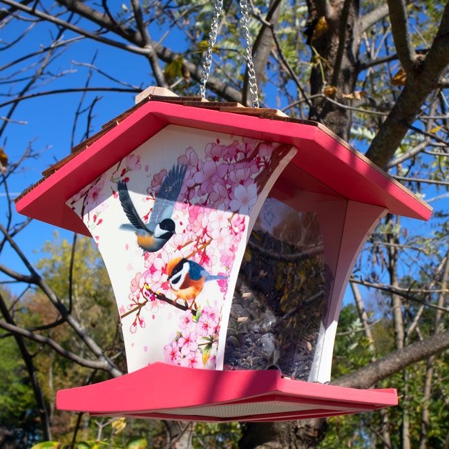 Home Bazaar Happy Hopper Feeder, Cherry Blossom w/Chickadee – BirdYard ...