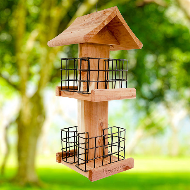 Amish Made Cedar Quad Suet Cake Tower – BirdYard Direct