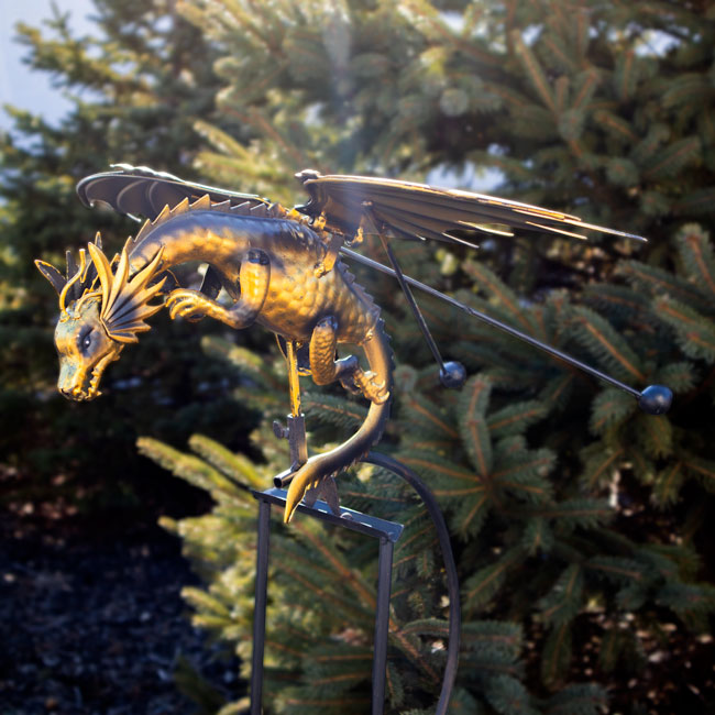 Staked Small Metal Dragon Rocker, 52"H – BirdYard Direct