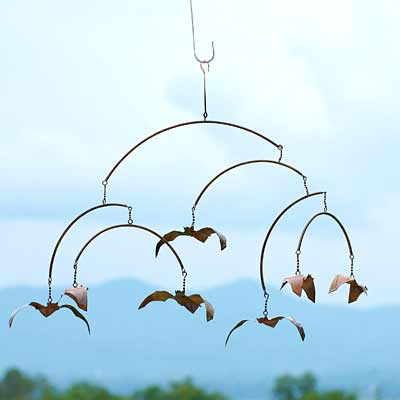 Ancient Graffiti Hanging Bats Mobile, Flamed Copper – BirdYard Direct
