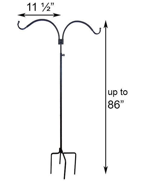 Erva Adjustable Double Shepherd Hook, Black, 4' 6" to 7'H – BirdYard Direct