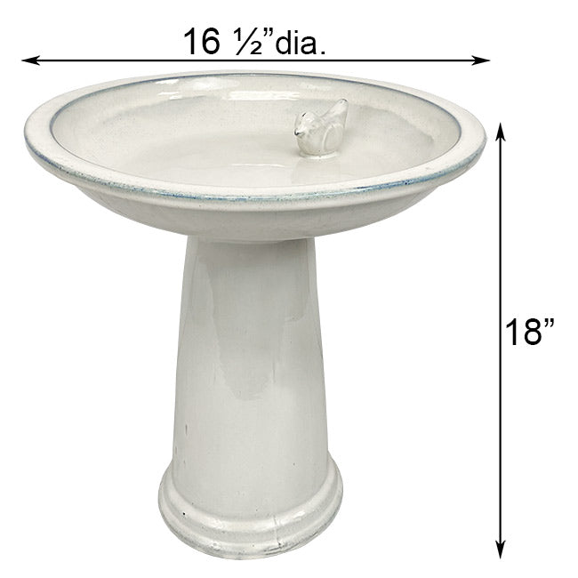 Esschert Design Ceramic Bird Bath and Pedestal, White – BirdYard Direct