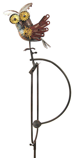 Esschert Staked Metal Mechanical Alert Owl Rocker, 55"H – BirdYard Direct