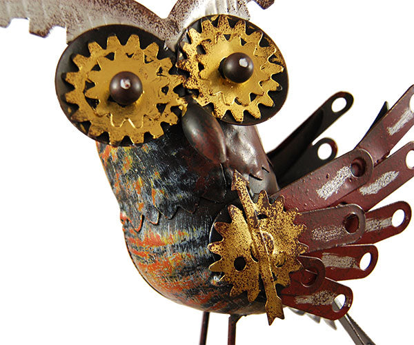 Esschert Staked Metal Mechanical Alert Owl Rocker, 55"H – BirdYard Direct