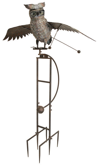 Esschert Staked Metal GIANT Flying Owl Rocker, 84"H – BirdYard Direct