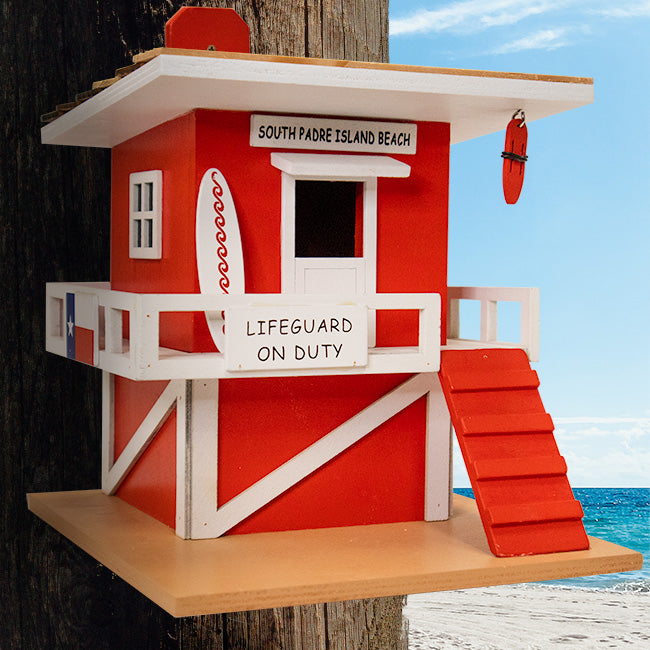 Home Bazaar South Padre Island Lifeguard Shack w/Texas Flag – BirdYard ...