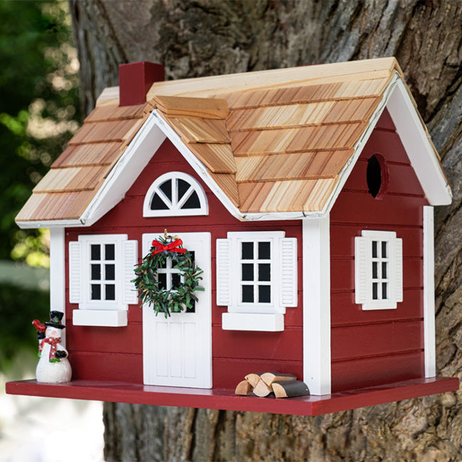 Home Bazaar Christmas Cape Bird House with LEDs, Red – BirdYard Direct