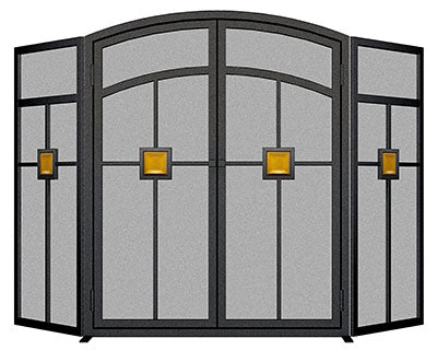 Panacea Three Panel Mission Firescreen with Doors, Black – BirdYard Direct