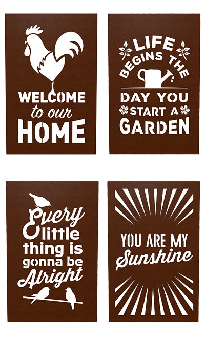 Panacea Laser Engraved Wall Art Assortment, Brown, 4 Pcs – BirdYard Direct