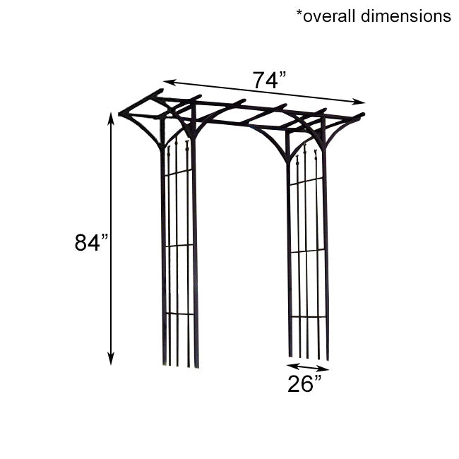Panacea Flat Top Garden Arbor with Finials, Black, 84"H – BirdYard Direct