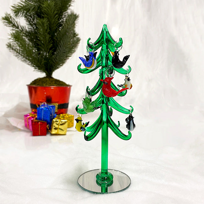 Glass Evergreen Tree with Assorted Bird Ornaments – BirdYard Direct