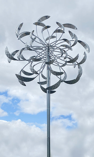 WindSculpt GIANT Kinetic Wind Spinner, Silver, Over 12' Tall – BirdYard ...