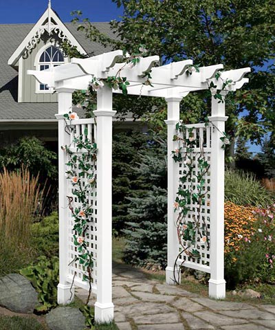 New England Fairfield Arbor with Trim, White, 86"H – BirdYard Direct