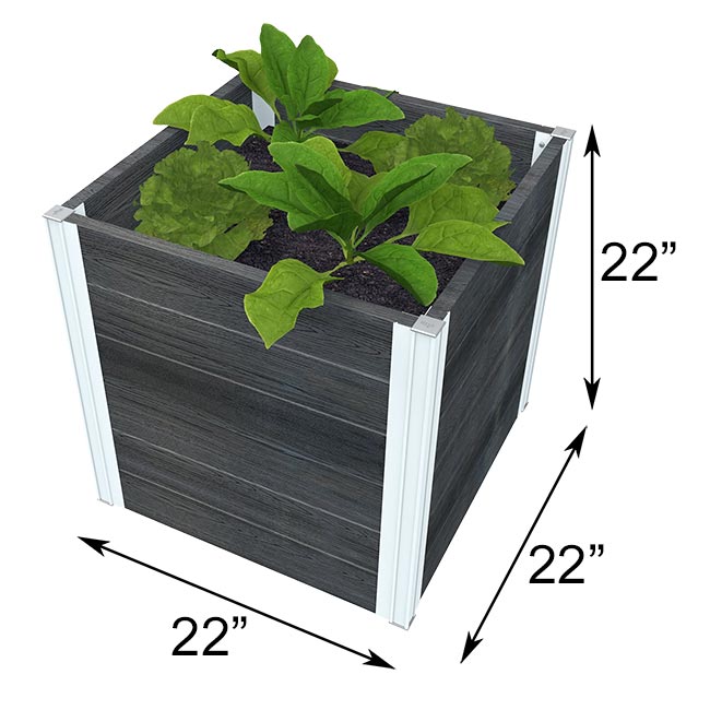 Vita Gardens Urbana Cube Planter, Slate Gray, 22"L – BirdYard Direct