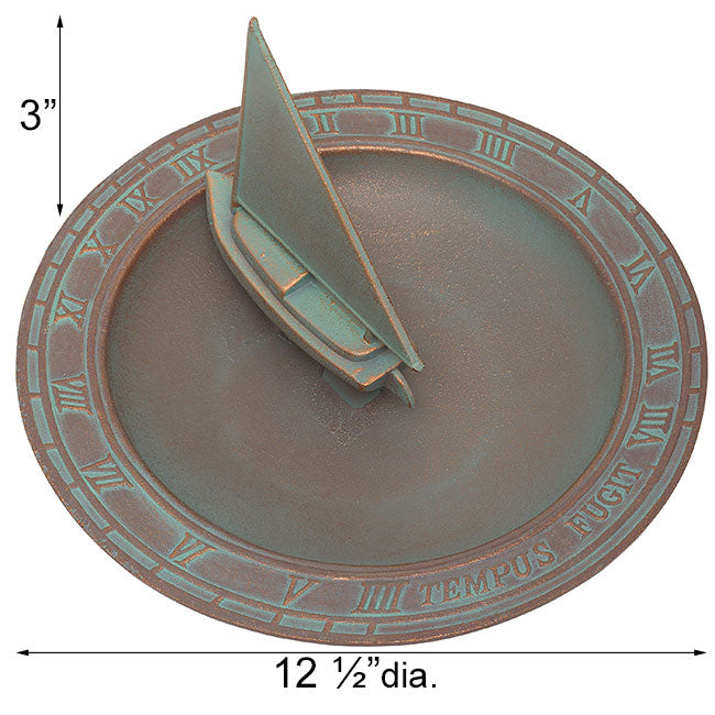 Whitehall Aluminum Sailboat Sundial Bird Bath, Copper Verdi – BirdYard ...
