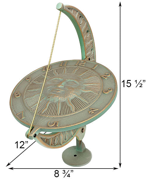 Whitehall Aluminum Sun and Moon Sundial, Copper Verdi, 12"L – BirdYard ...