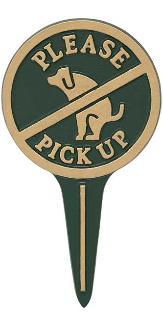 Whitehall Please Pick Up Dog Poop Lawn Marker, Green/Gold – BirdYard Direct