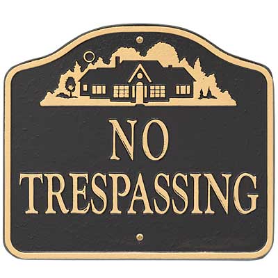 Whitehall No Trespassing Sign, Black/Gold – BirdYard Direct